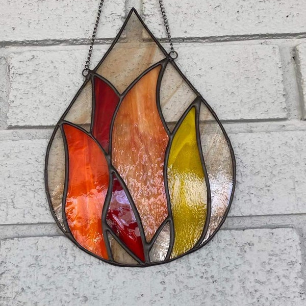 Fire Teardrop Stained Glass Pattern - Etsy