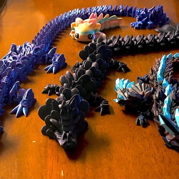 12" Dragon Fidget Toy, Colored 3d Articulated Dragon, Flexible Dragon ...