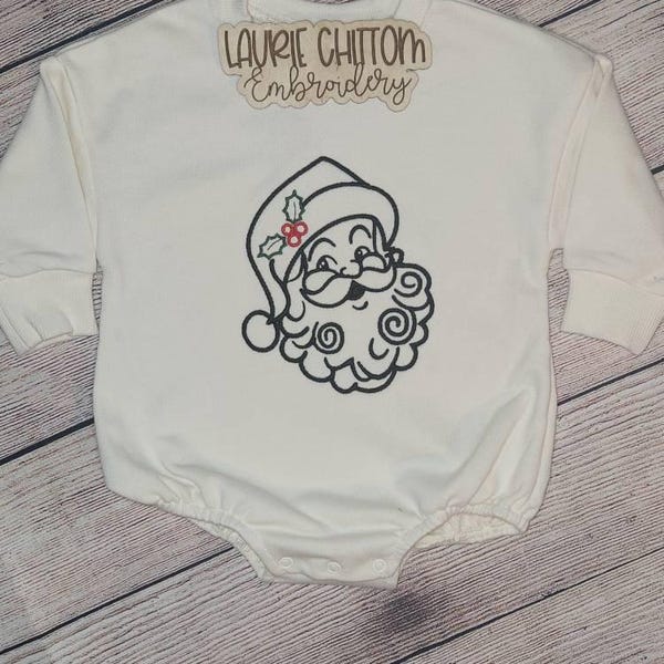 Santa Claus Satin Stitch Outline Machine Embroidery Design File, Happy ...
