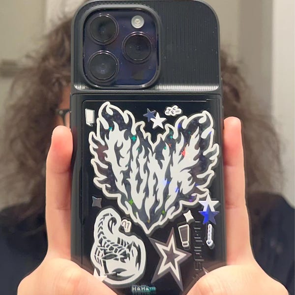 Angry Emo Cat Sticker Holographic Cat Sticker, Waterproof, Cute Cat ...