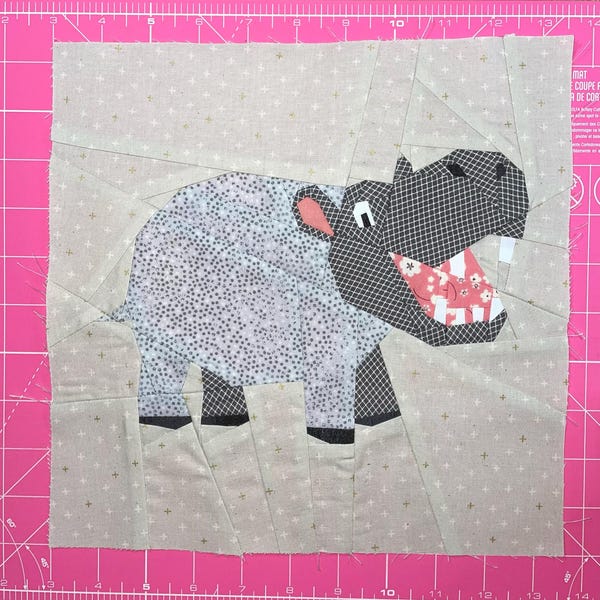 Hippo Quilt Block Pattern, PDF Instant Download, Foundation Paper ...