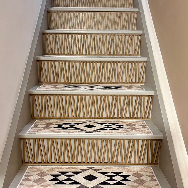 Suzani Style Stair Rug, Boho Stair Treads Carpet, Decorative Stair ...