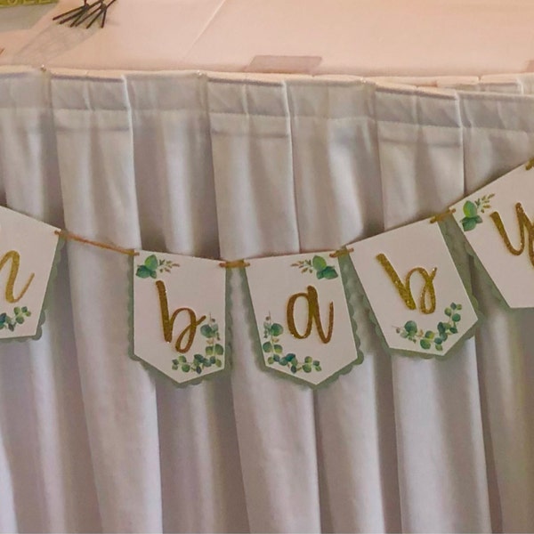 Sage Oh Baby Banner for Baby Shower - Sage Green, White, Gold ...