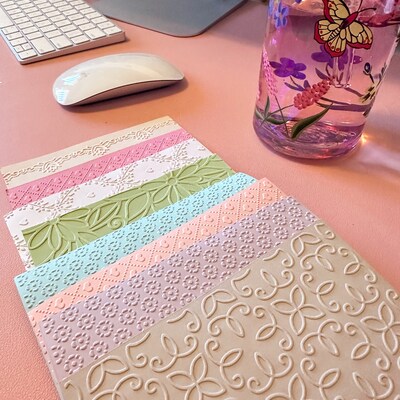 8 Shimmer Pastel Flower 6x6 Embossed Cardstock Background Topper Sheets ...