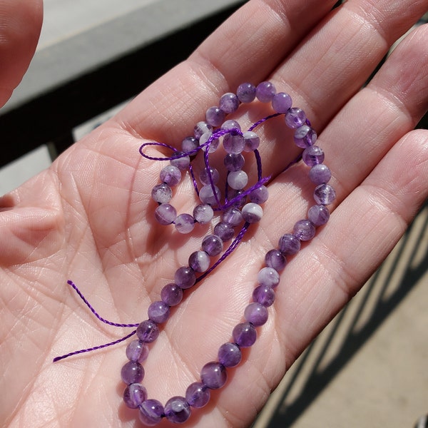 Chevron Amethyst Smooth Round Beads 4mm 6mm 8mm 10mm 12mm Approx 15.5 ...