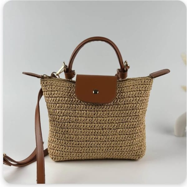 Handmade Natural Straw Bag,crochet Tote Bag, Luxury Raffia Shoulder Bag ...