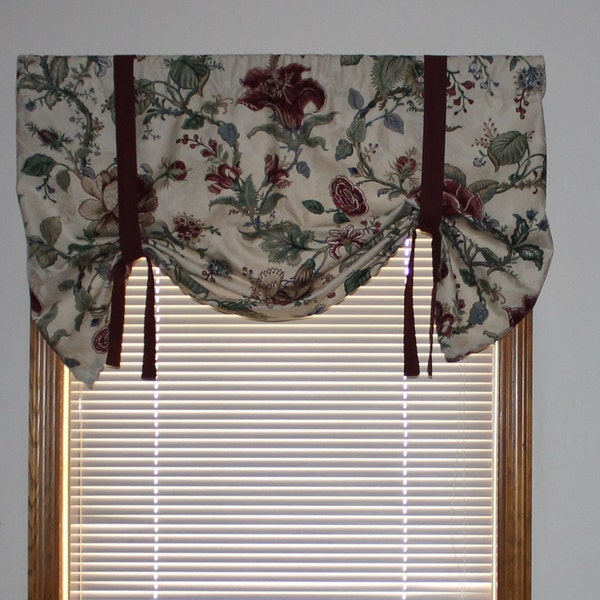 Burgandy Window Valance, Burgandy and Gold Window Valance, Swag Window ...