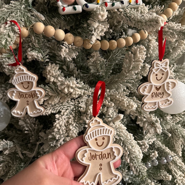 Personalized Gingerbread Ornament, Gingerbread Tag, Wood Christmas ...