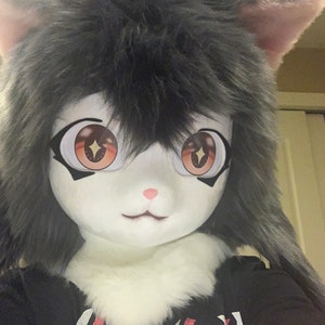 Custom Furry Mask With Black Hair for Girl,kig Fursona Head , Kig ...