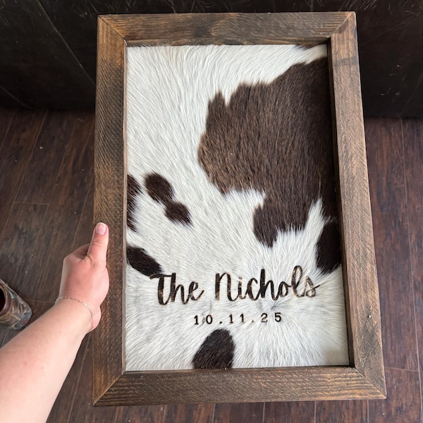Genuine Cowhide Wedding Ceremony Branding Sign , Personalized Family ...
