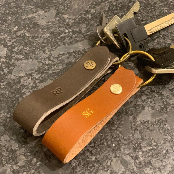 Personalized Leather Keychain | Rivet Closure With Keyring ...