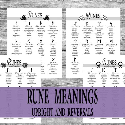 Rune Meanings Upright and Reversals Runes Cheat Sheets Rune - Etsy