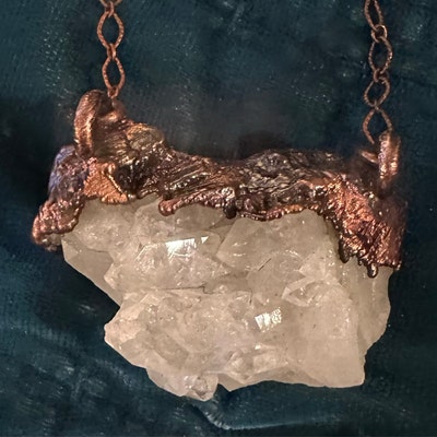 Knapped Rose Quartz Crescent Moon Necklace // Electroformed Jewelry ...