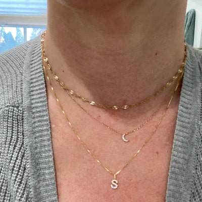 Gold Necklace, Solid Gold Chain, Tiny Gold Chain, Dainty Gold Chain ...