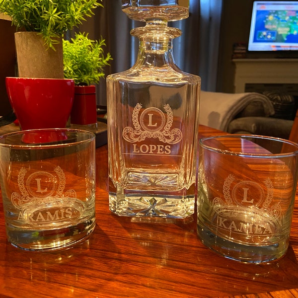 Engraved Decanter Set, Personalized Decanter Set, Custom Decanter ...
