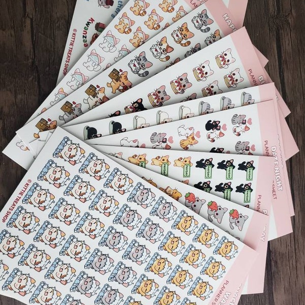 Kawaii Cat Meal Planner Stickers, Meal Reminders, Cute Planner Stickers ...