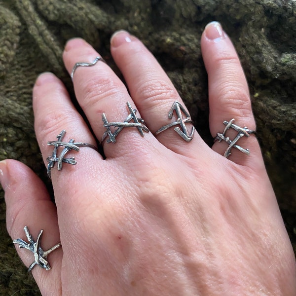 Rune Rings, Set of 6, Sterling Silver Twig Rings - Joanna Szkiela X ...