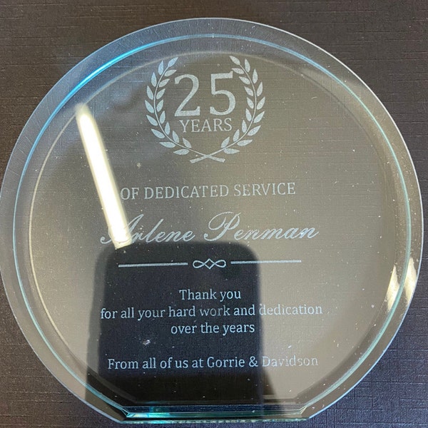 Personalised Glass Employee Award, Retirement Appreciation, for Manager ...