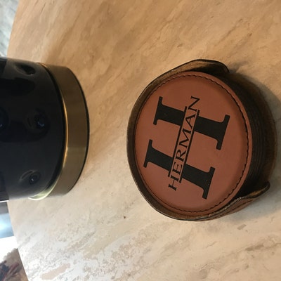 Personalized Coasters, Coaster Table Set, Monogram Coasters, Leather ...