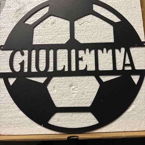 Custom Soccer Ball Metal Wall Sign LED Light, Personalized Football ...
