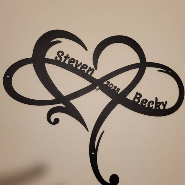 Personalized Metal Infinity Heart Sign - Customizable Heart Plaque ...