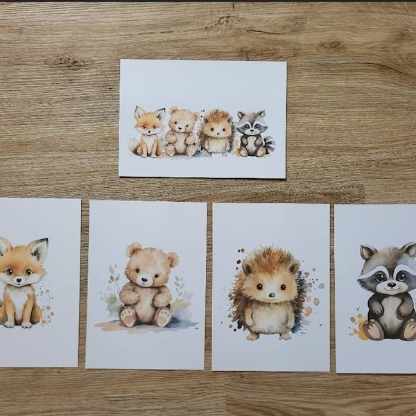 Forest Animals Poster, Set or Individual, Pictures Nursery Room Forest ...