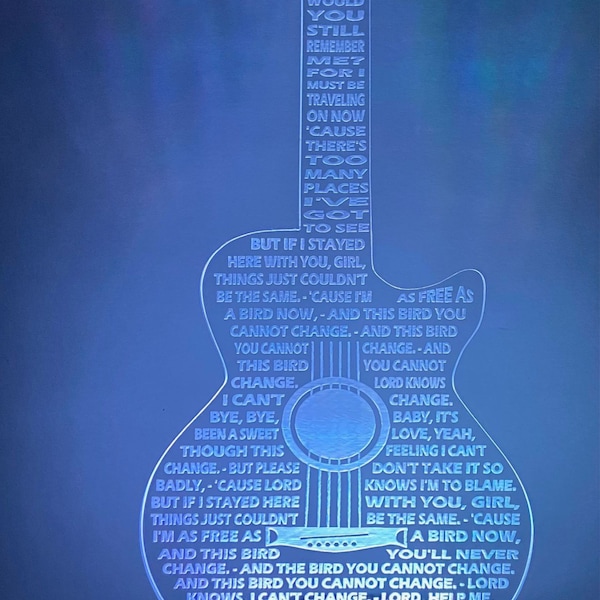 Laser Engraved Look Lyric Guitar | Laser Burn Song Lyrics | Lyric ...