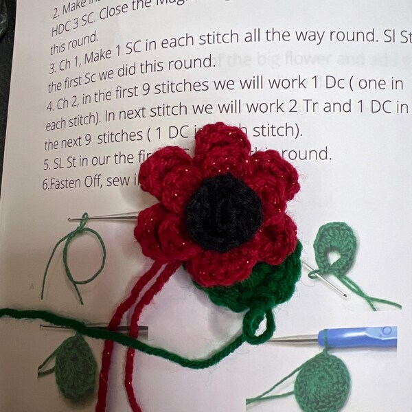 Crochet Poppy Pattern. Poppy Crochet Pattern. Poppy Brooch. Poppy ...