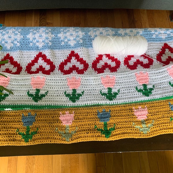 Tulip Graph Crochet PATTERN PDF - April Fair Isle Style Calendar ...