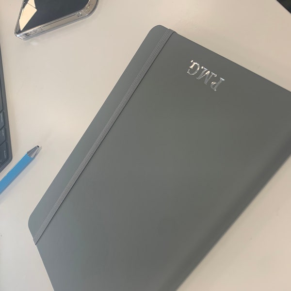 Lined Grey Notebook, Personalised A5 or A6 Notebook With Foil Printed ...