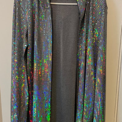 Tinsel Fringe Jacket Sparkly Red 70s 80s 90s Style Iridescent Festival ...