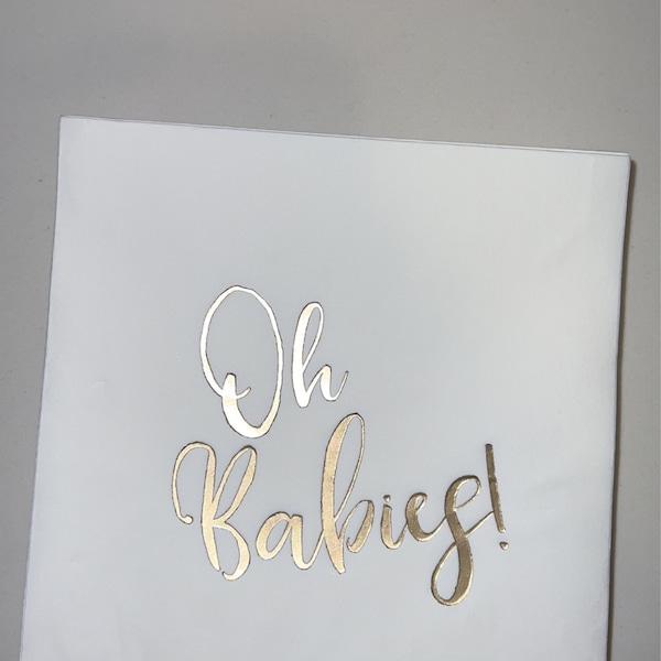 Oh Babies Napkins - Gold Foil | Set of 16 Luncheon Sized Baby Shower ...