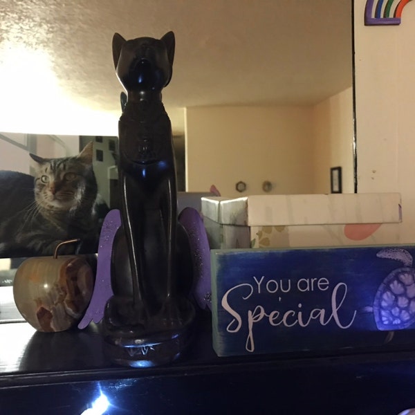 Unique Goddess Bastet Cat Statue With Pharaonic Base 3 Style, King Tut ...