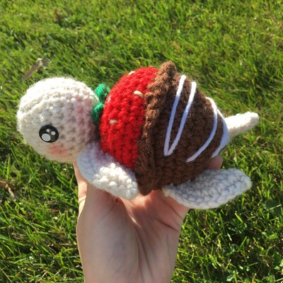 Strawberry Turtle Crochet Pattern PDF, Sea Turtle Amigurumi Animal ...