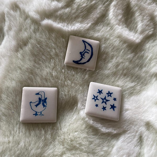 Ceramic Fridge Magnets - Handmade Blue Porcelain Style Square Tile ...