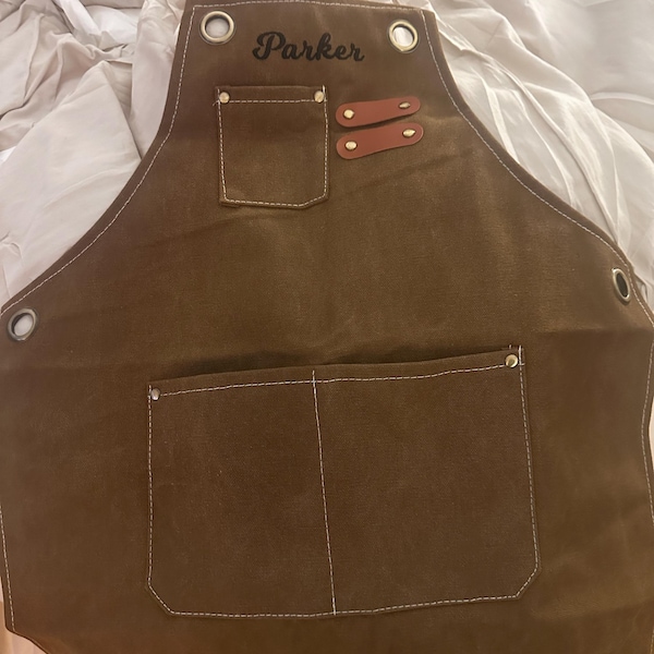 Personalized Canvas Apron, Father's Day Gift for Dad, Water-proof Apron ...