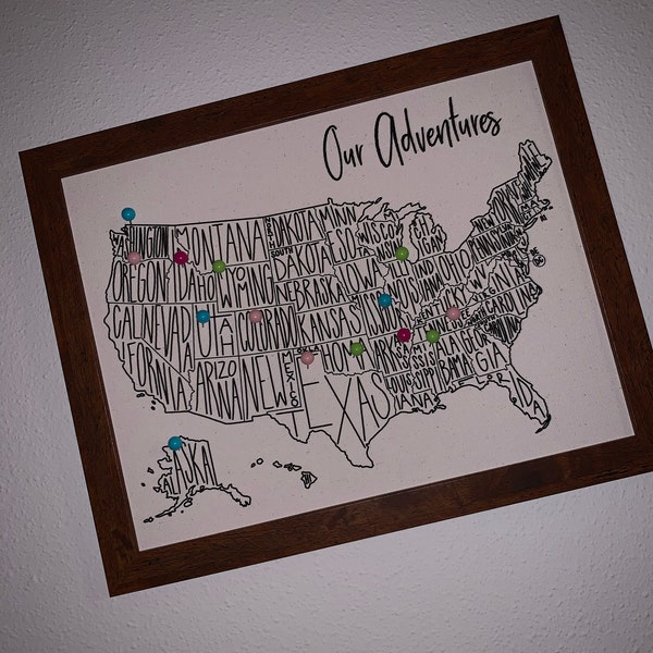 Push Pin Map, Personalized Travel Map, USA, United States, Second ...