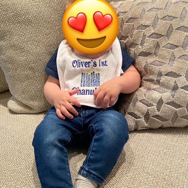 First Chanukah/hanukkah Bibs - Embroidered, Personalized - Etsy