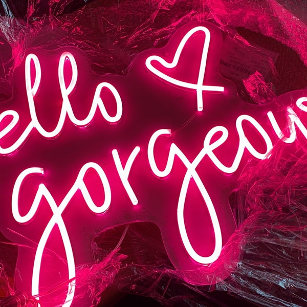 Hello Gorgeous Neon Sign,custom Heart Sign Salon Decorations,led Light ...