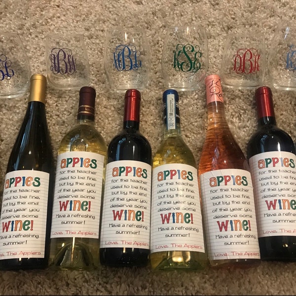 Teacher Wine Bottle Labels - Teacher Appreciation - End of Year Gift ...