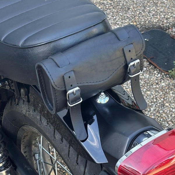 Leather Motorcycle Tool Bag, Black Leather Toolbag, Fork Bag, Leather ...
