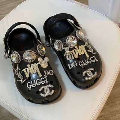Crocs Chain Charm With Silver Luxury Jewelry Crystal With Rhinestone ...