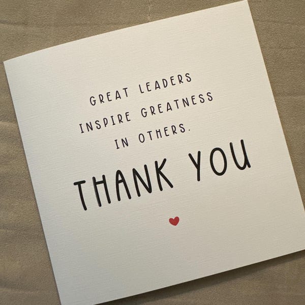 Leader Thank You Card, Thank You Card for Boss, Leader Appreciation ...