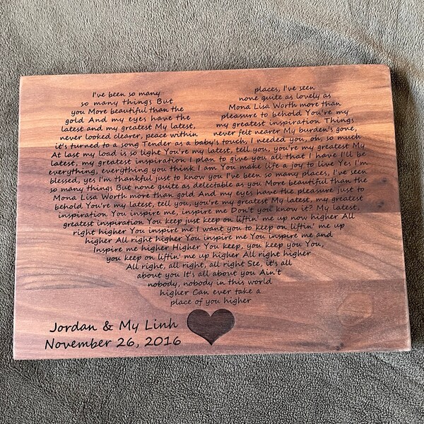Engraved Wedding Song, First Dance Lyrics, Wood Anniversary Gift, Your ...