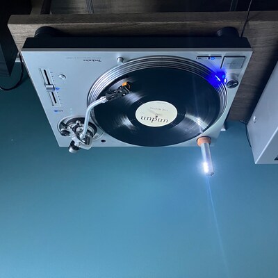 Long Brass LED Light for High Platter Vinyl Record Players Rechargeable ...