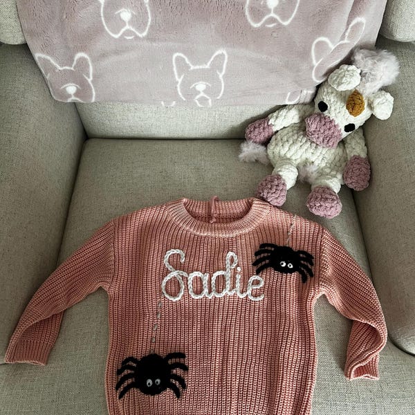 Hand-embroidered HALLOWEEN THEME Ghost Sweater, Glow in the Dark ...