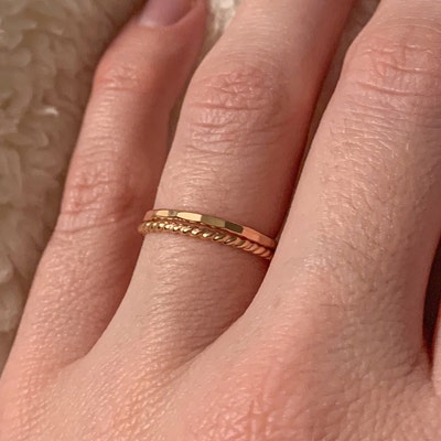 Rose Gold Stacking Rings // Set of 3 Simple 14K Rose Gold Filled ...