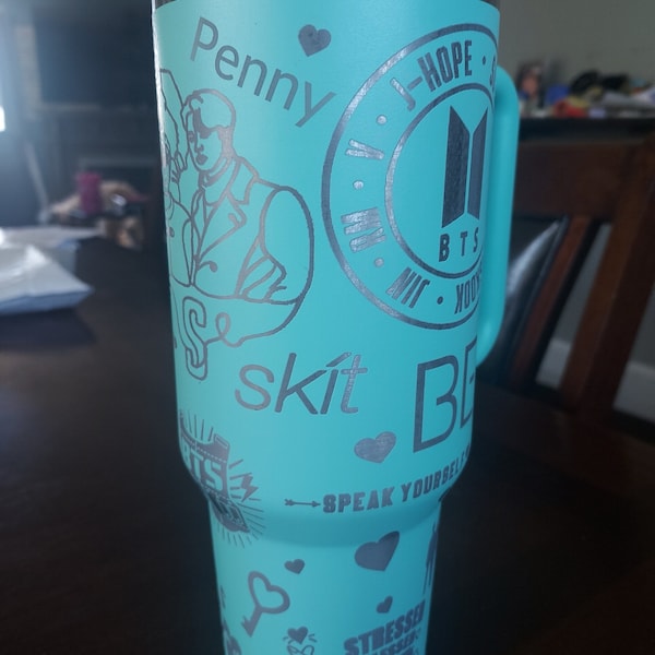 BTS K-pop Personalized 40 Oz Stainless Steel Tumbler With Handle, Lid ...