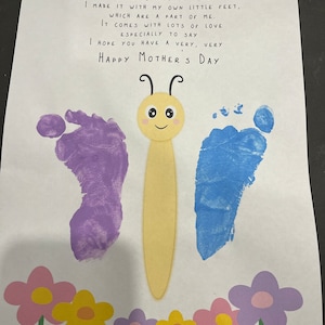Mother's Day Butterfly Footprint Craft, Printable Footprint Art ...
