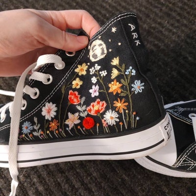 Wedding Converse for Bride, Custom Embroidered Converse Platform ...